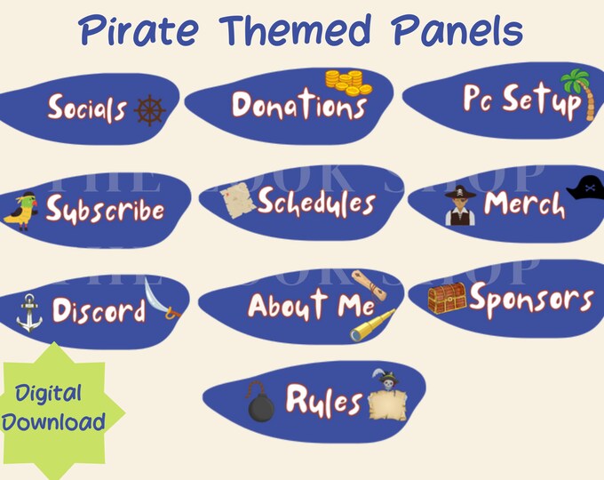 Pirate Twitch Panels: Stream Overlay Graphics, 50+ Editable Designs ...