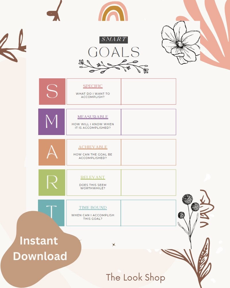 SMART Goals Digital Download - Etsy