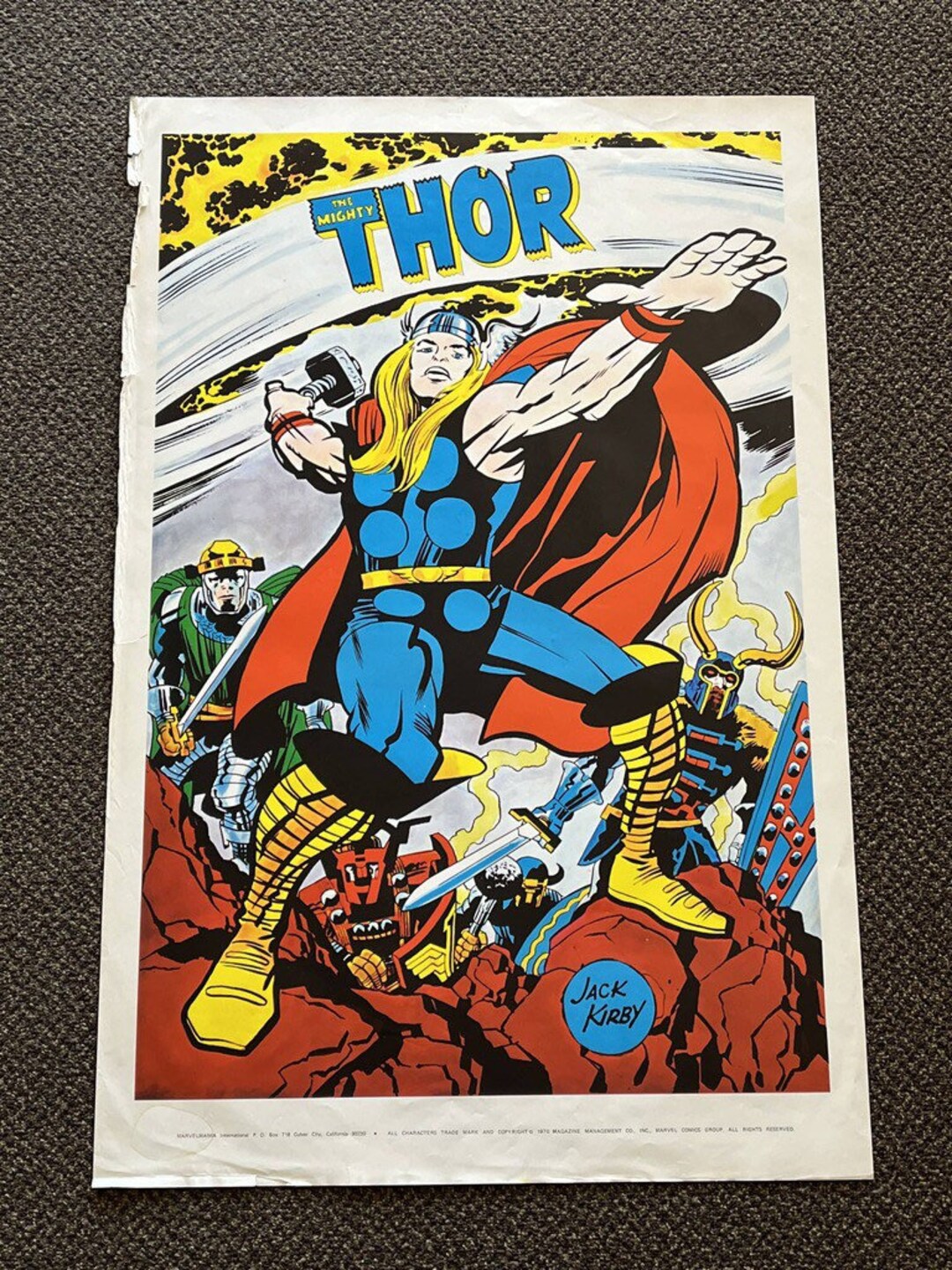 Vintage 1970 Marvel Thor Marvelmania Jack Kirby Comic Poster Art 23x35 ...