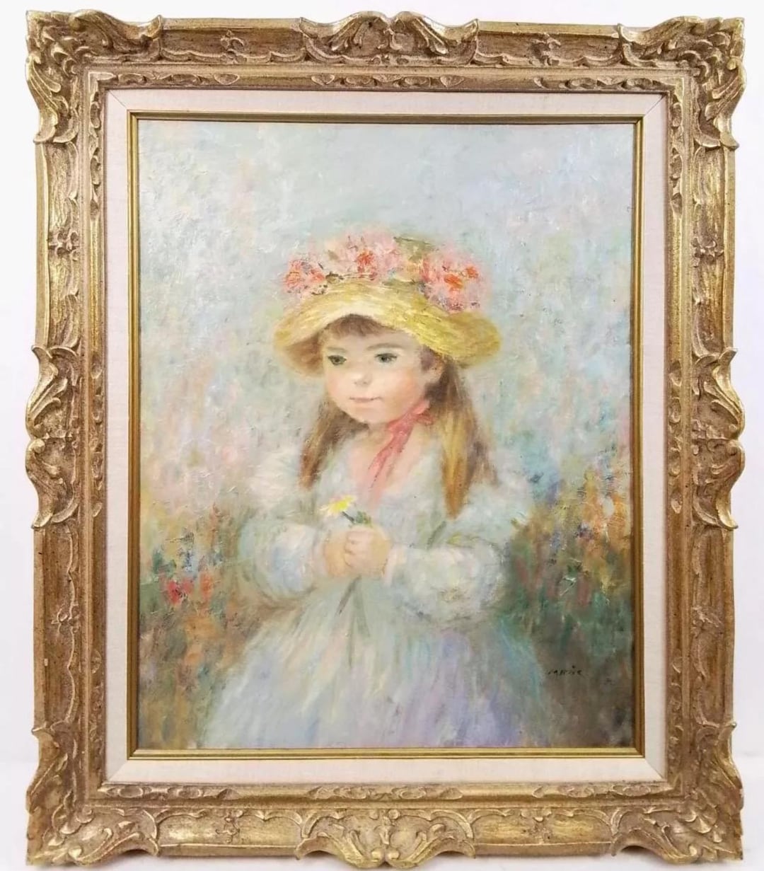 Antique Marion Rice Girl Sunflower Oil Painting on Canvas Signed 1/1 on ...