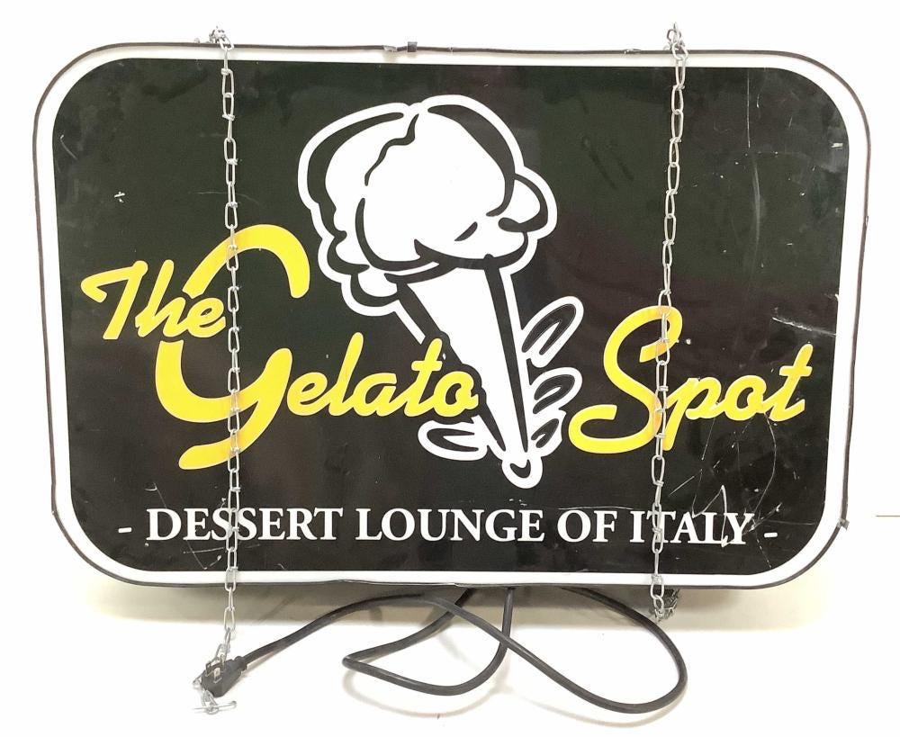 Vintage Original the Gelato Spot Commercial Lighted 24x33x8.75 Sign 1/1 ...