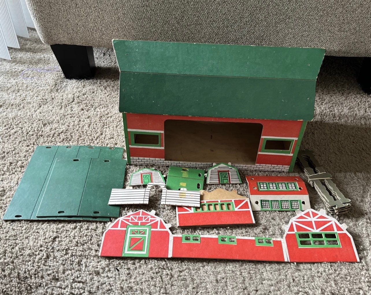Vintage 1930 Milton Bradley Sears Toy Farm Play Set Barn Animals ...