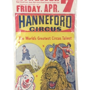 Vintage Hanneford Circus Monessen Cardboard Poster 22 X 14” Retro 1/1 ...
