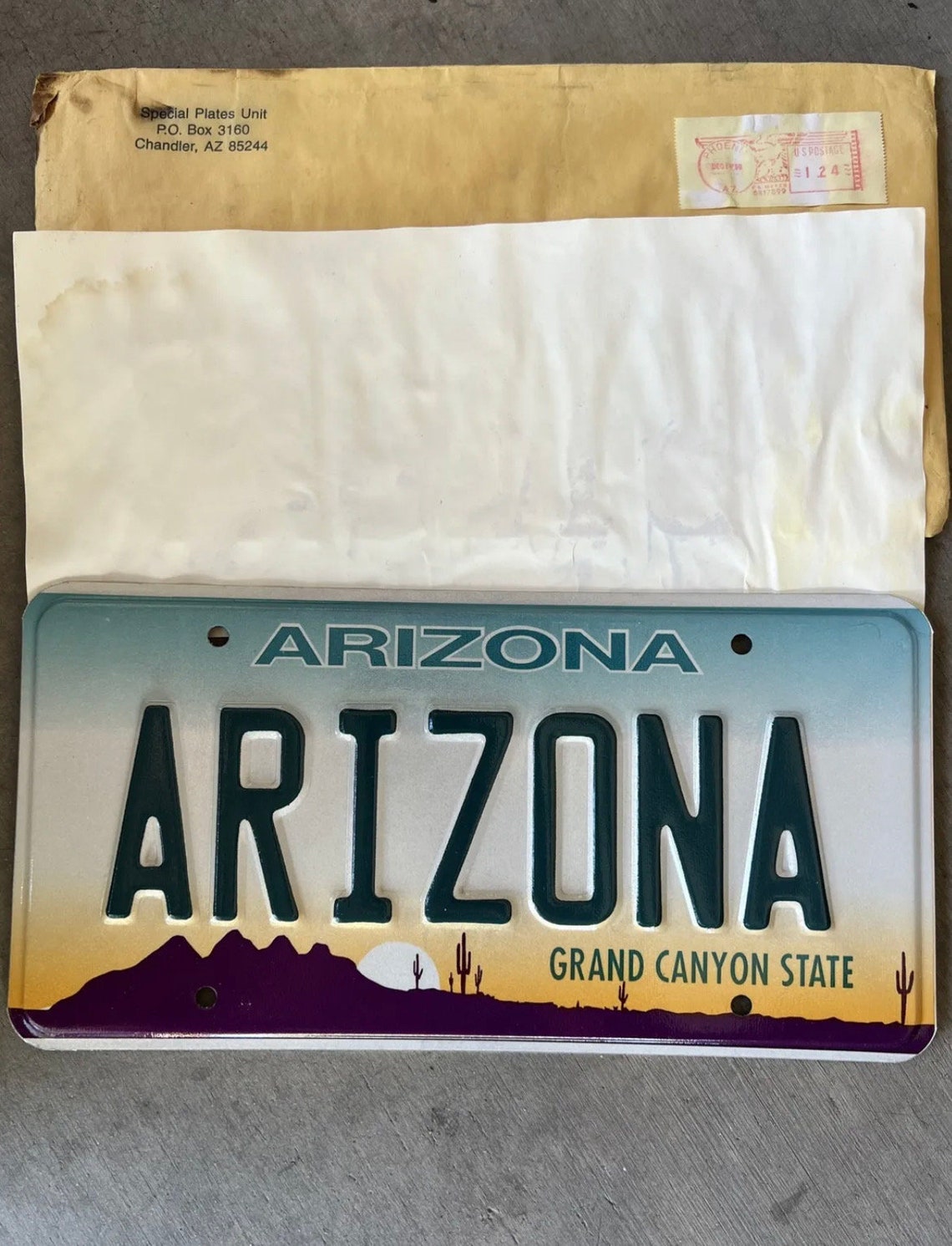 Vintage Arizona Specialized License Plate With Envelope - Etsy