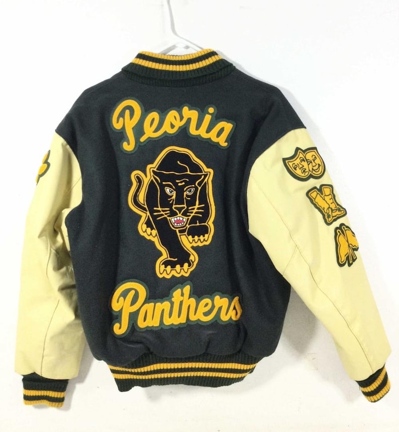 Vintage Varsity Letterman Jacket Peoria High School Black Panthers ...