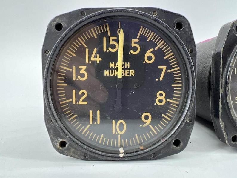 3 Antique USAF Fighter Jet Mach Meter, True Airspeed Rotor Engine Meter ...