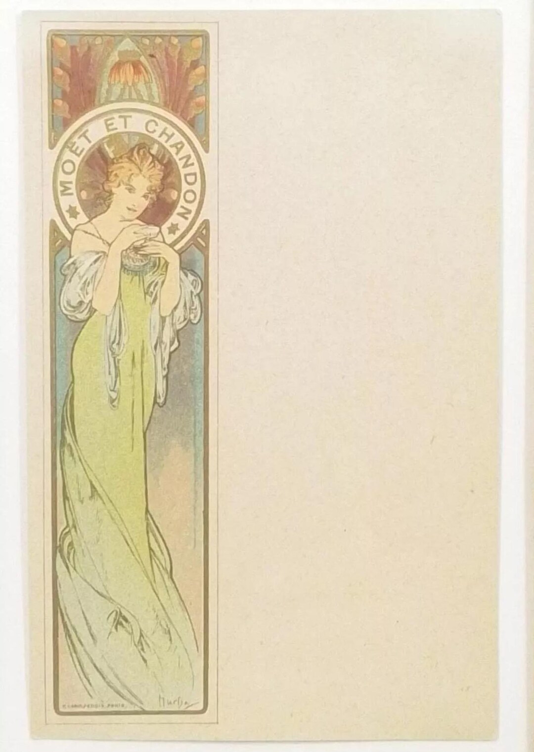 Antique Original 1890s Mucha Menu Moet & Et Chandon Card Signed With ...
