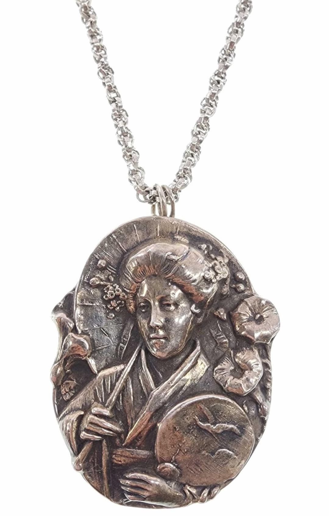 Vintage Henryk Winograd HW .999 Fine Silver Pendant Geisha Sterling ...