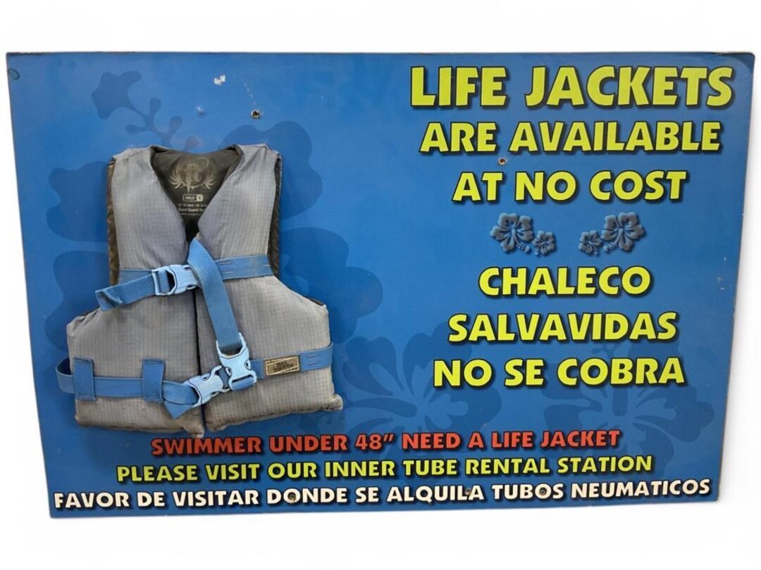 Vintage 36” Big Surf Water Park Life Jacket Station Sign With Life ...