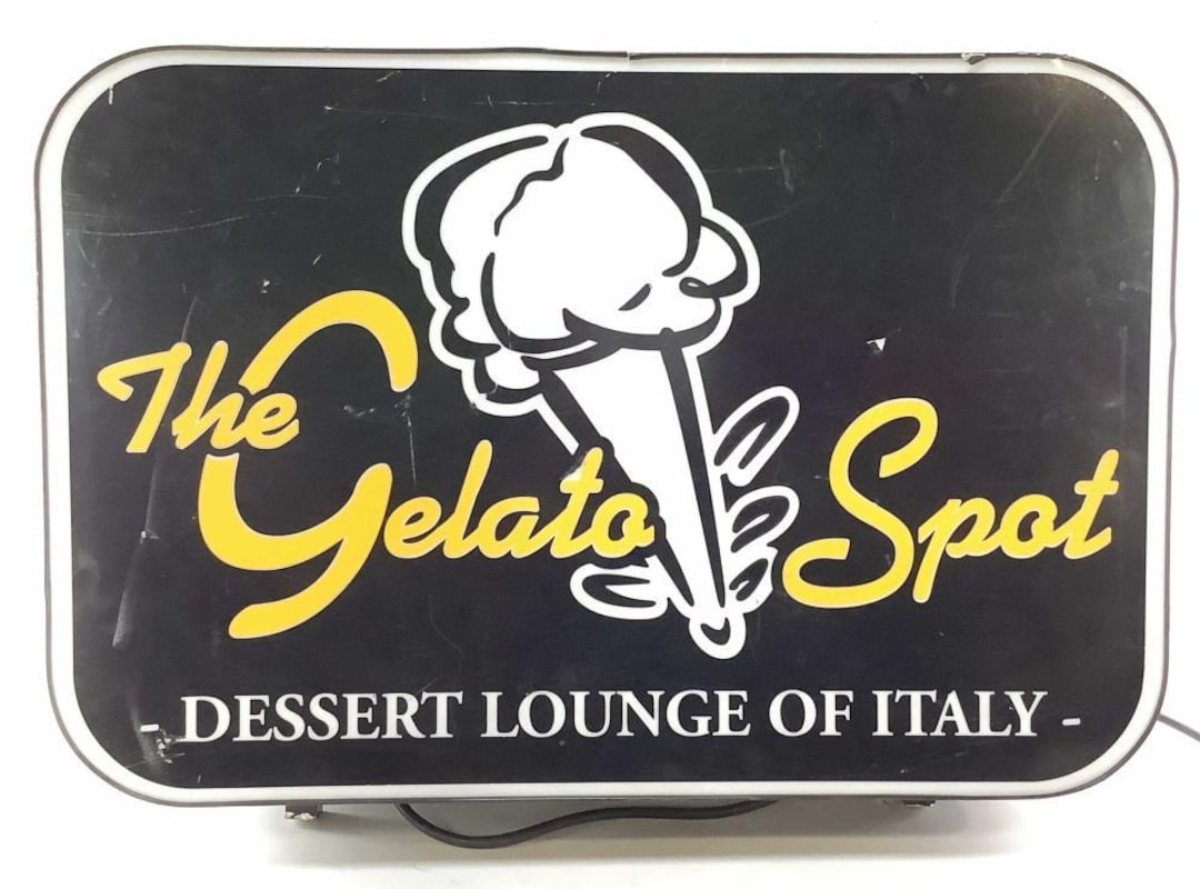 Vintage Original the Gelato Spot Commercial Lighted 24x33x8.75 Sign 1/1 ...