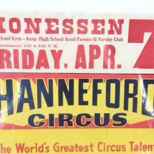 Vintage Hanneford Circus Monessen Cardboard Poster 22 X 14” Retro 1/1 ...