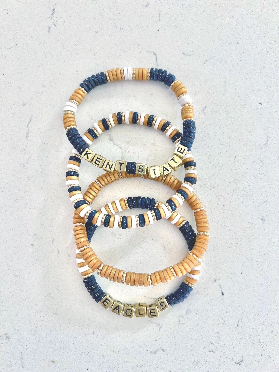 NAVY and GOLD Game Day Stack Bracelets: Eagles School Spirit - Etsy