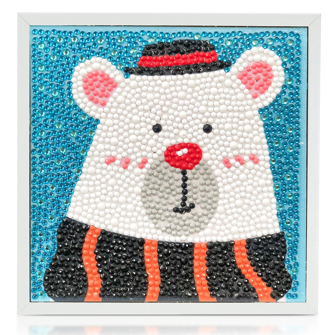 DIY Kids Craft Kit, Cute Holiday Bear Diamond Painting Kit With 8x8 ...