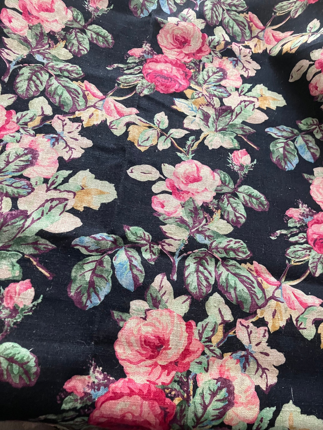 Ralph Lauren Floral Linen Blend Fabric Sample, Alabama, Midnight 17”x17 ...