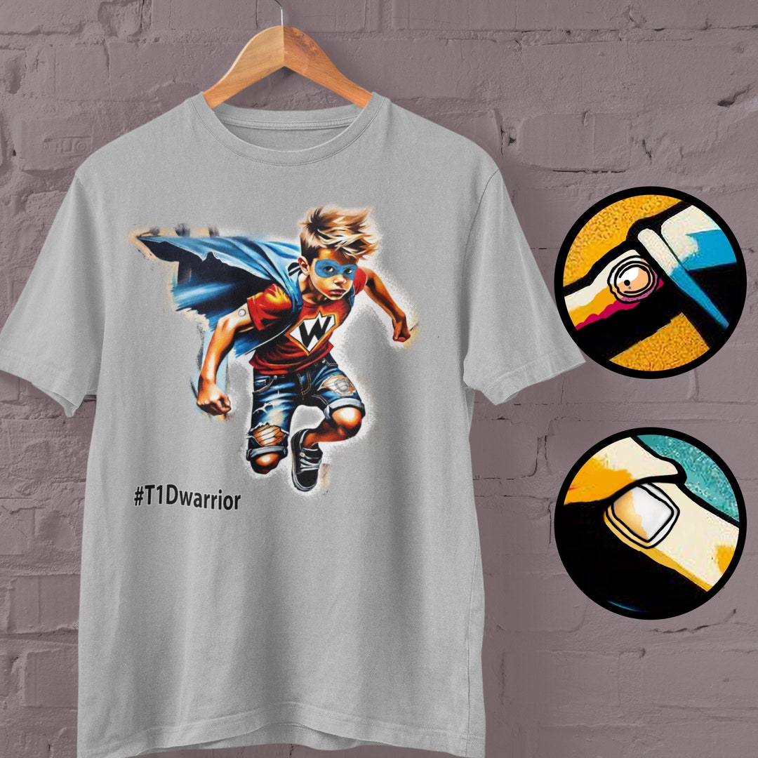 Type 1 Diabetes T-shirt for Kids: Superhero T1D Warrior Boy Wears CGM ...