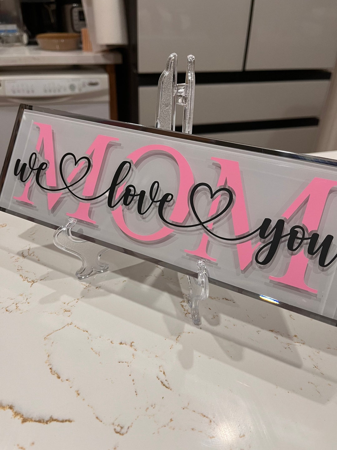 We Love You Mom Glass Tile Mothers Day Valentines Day - Etsy