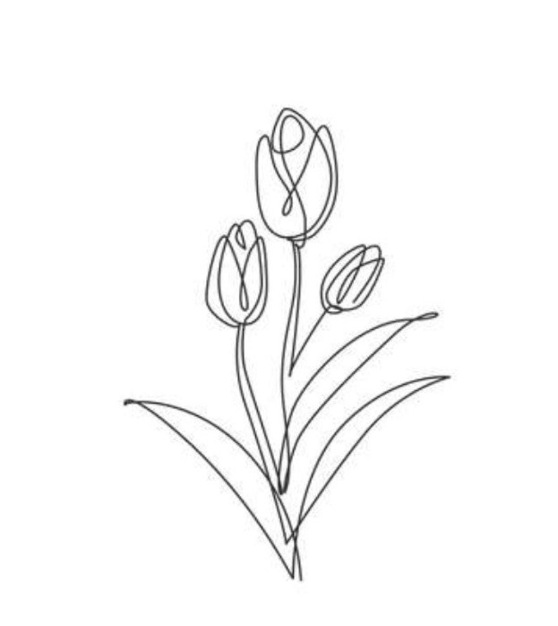 One Single Line Drawing Beauty Tulip Flower Illustration. Minimal ...