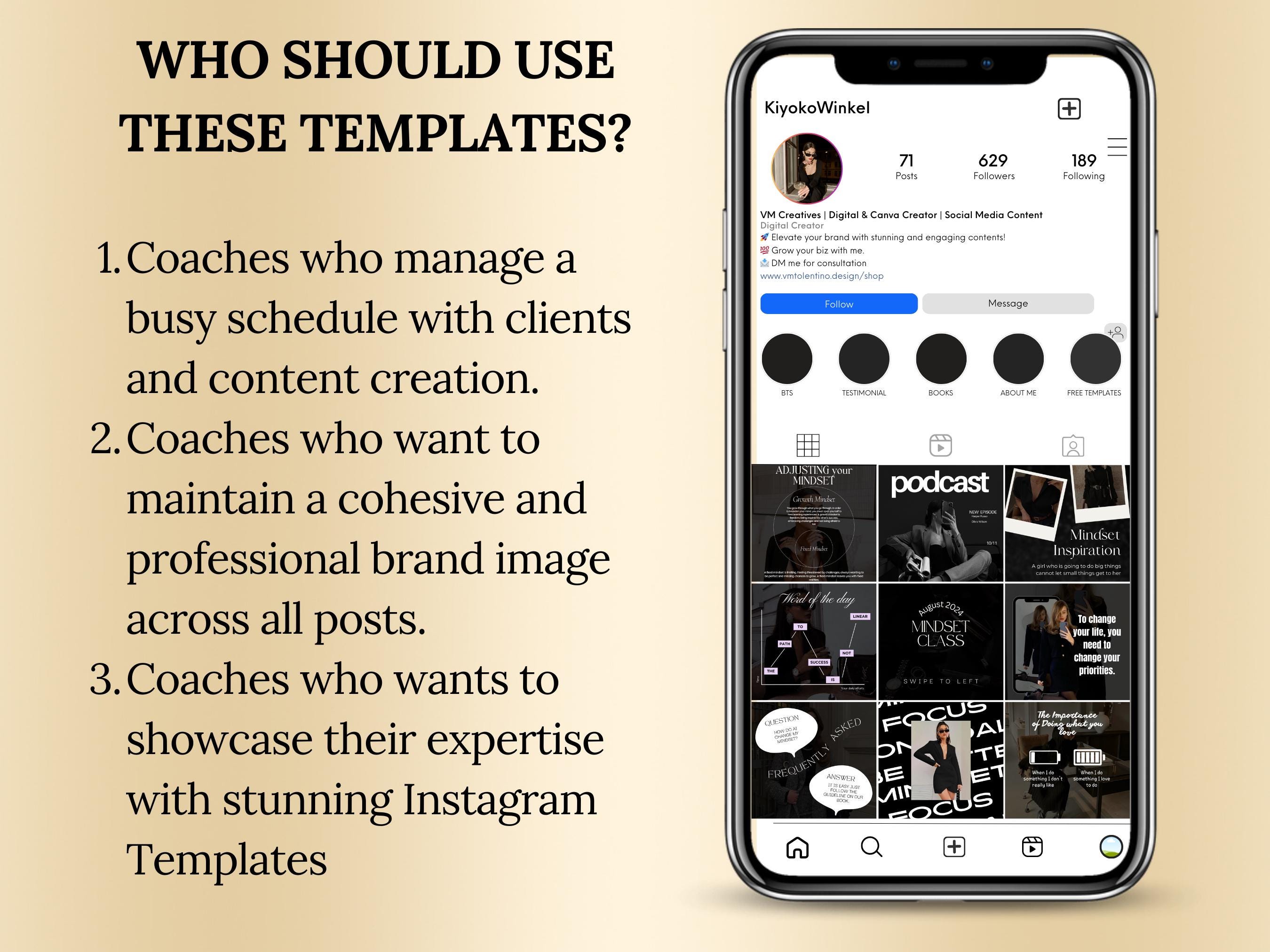 120 Mindset Coach Instagram Templates Life Coach Templates Mindset ...