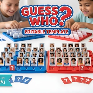 Editable Guess Who Game Template | Custom Photo Party Game, Printable ...