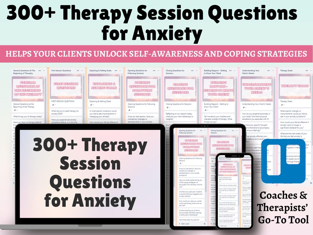 300 + Anxiety Questions Trello Board | GAD Questions | Therapy Session ...