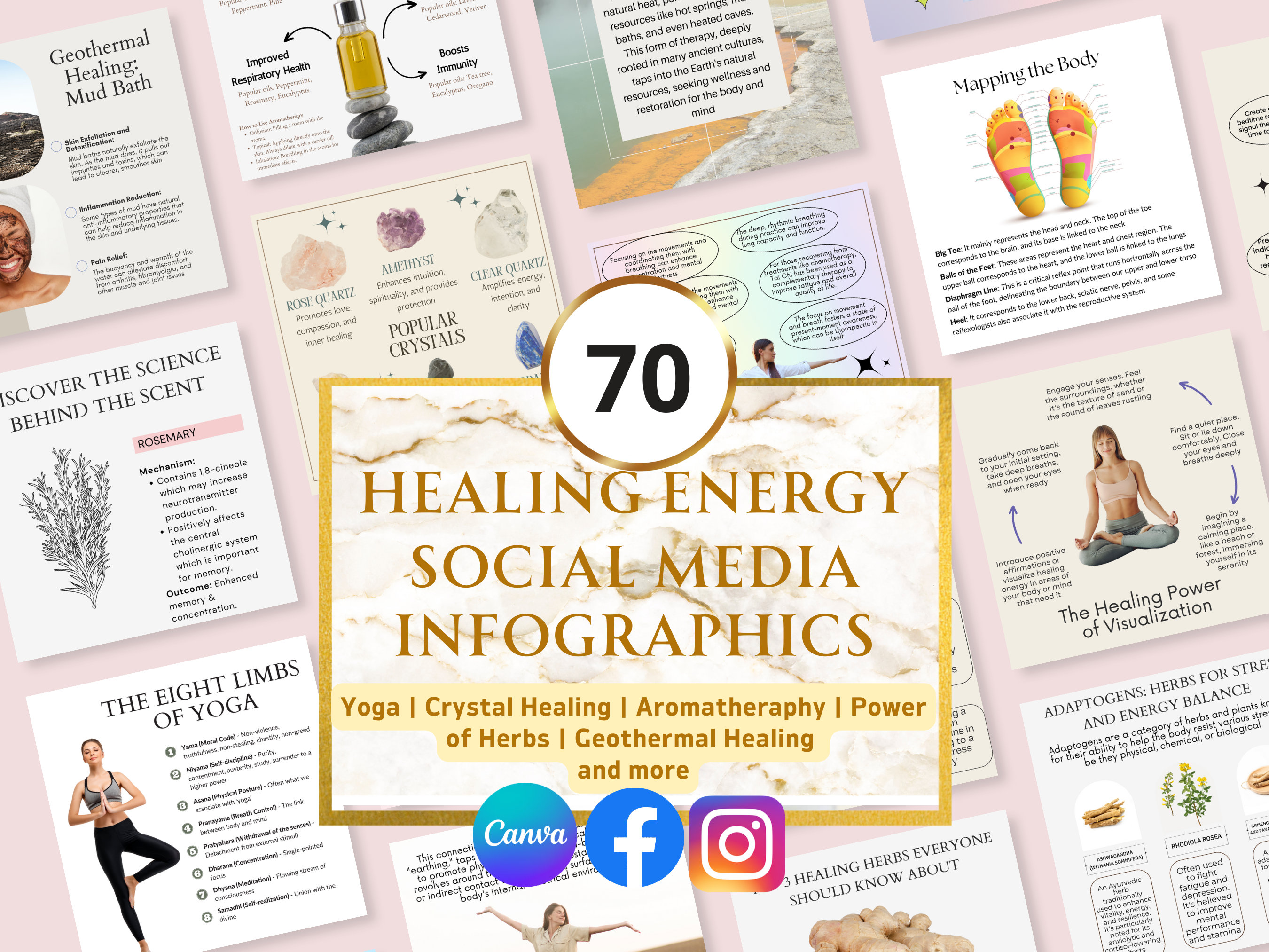 70 Healing Instagram Template | Done for You | Spiritual Coach | Wellness Coach | Healing Energy ...