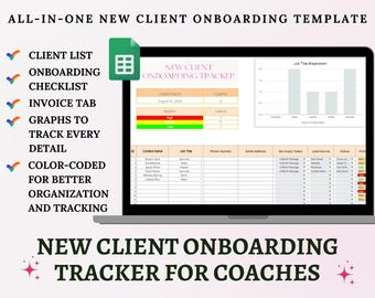 Client Onboarding Tracker Spreadsheet for Coaches, CRM, Client ...