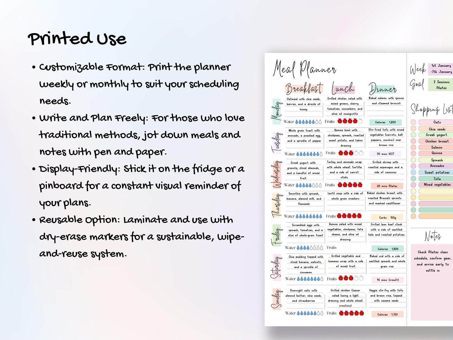 Meal Planner Printable | Weekly Food Diary | Meal Tracker | Food ...