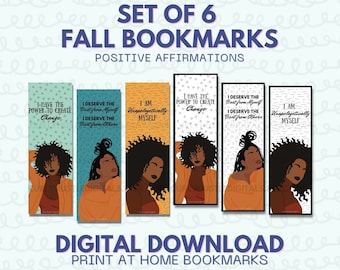 Printable Positive Affirmation Bookmarks, Set of 6, African American ...