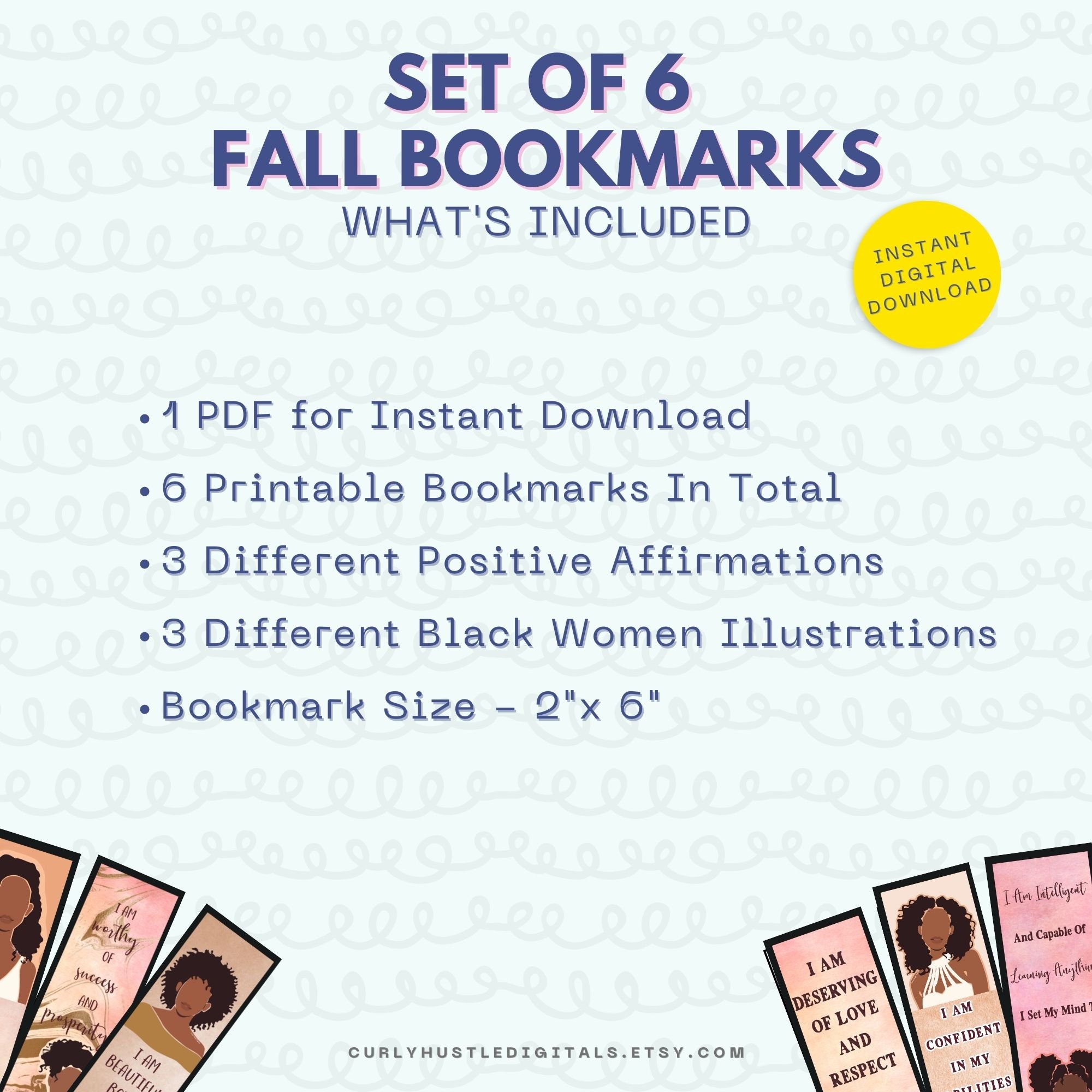 Printable Positive Affirmation Bookmarks, Set of 6, African American ...