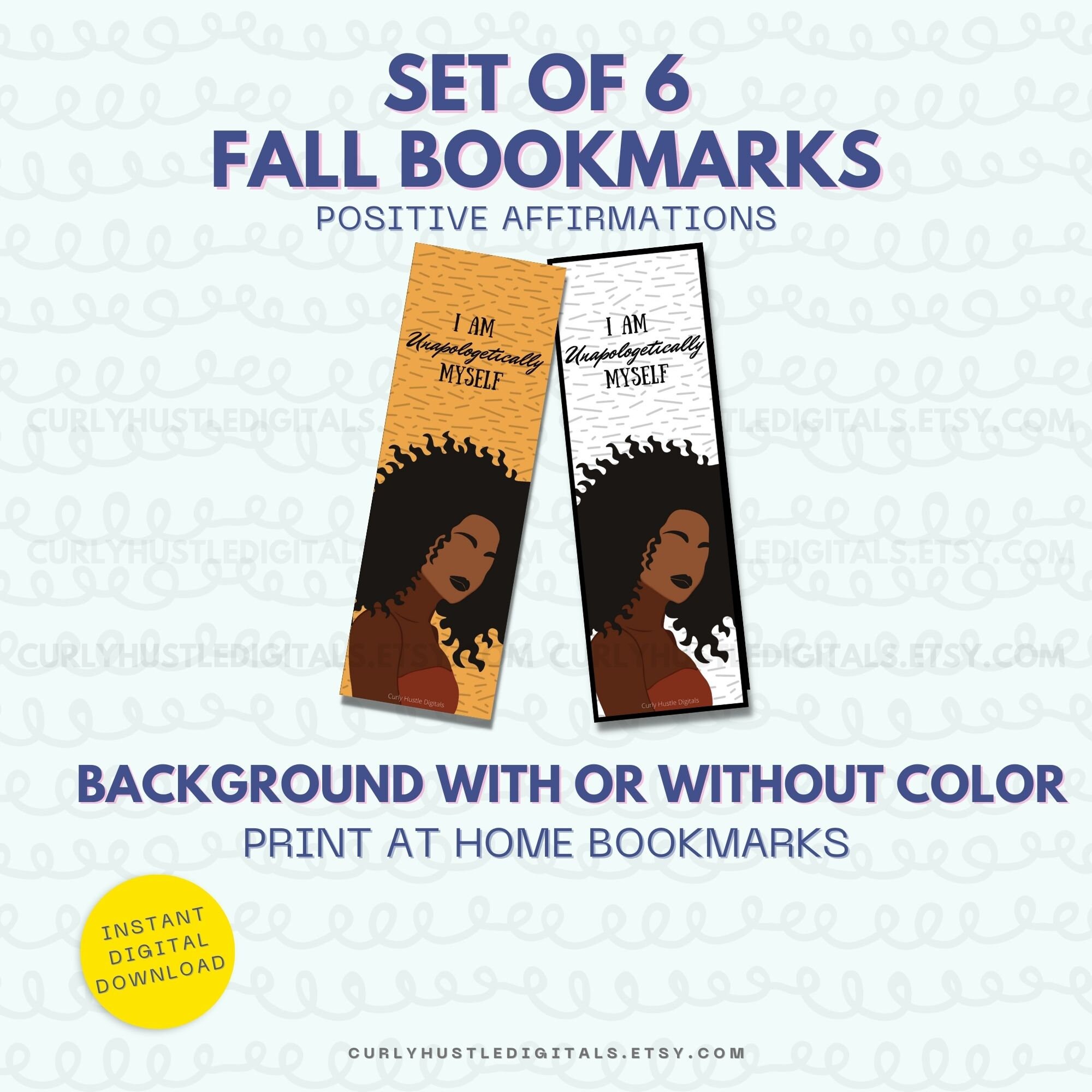 Printable Positive Affirmation Bookmarks, Set of 6 Bookmarks, African ...