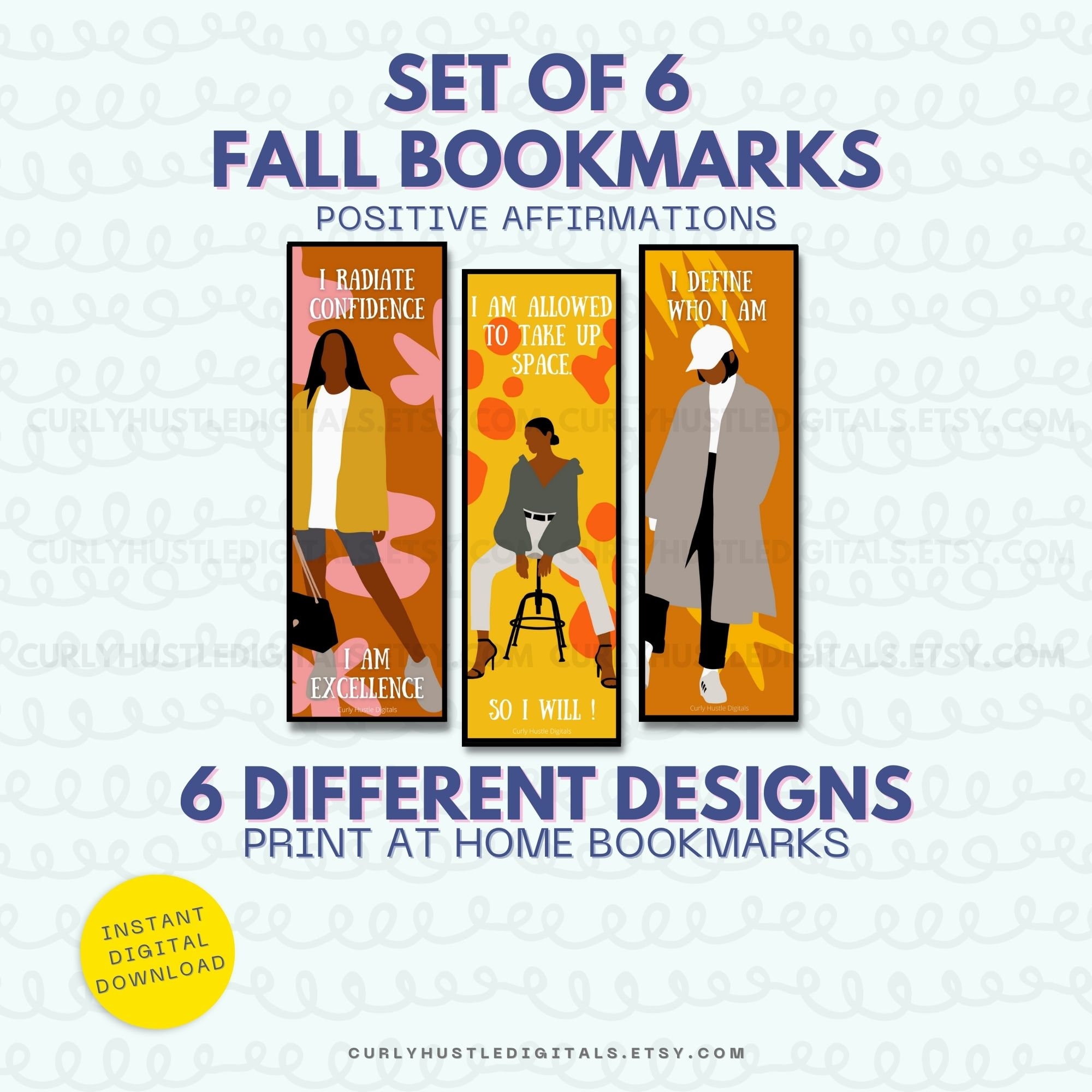 Printable Bookmarks With Positive Affirmations, Set of 6, African ...