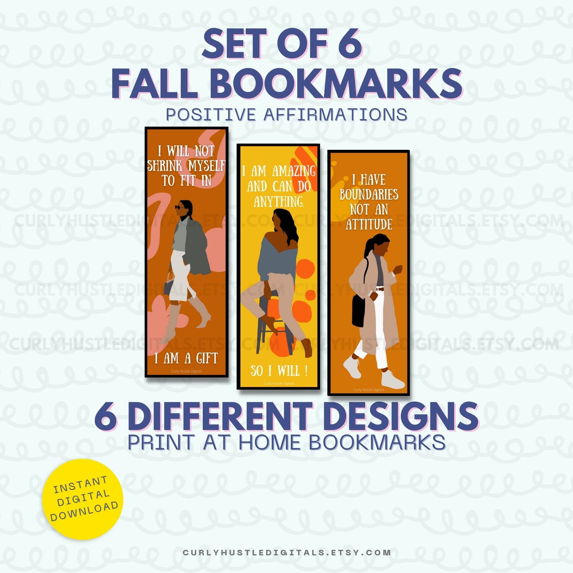 Printable Bookmarks With Positive Affirmations, Set of 6, African ...
