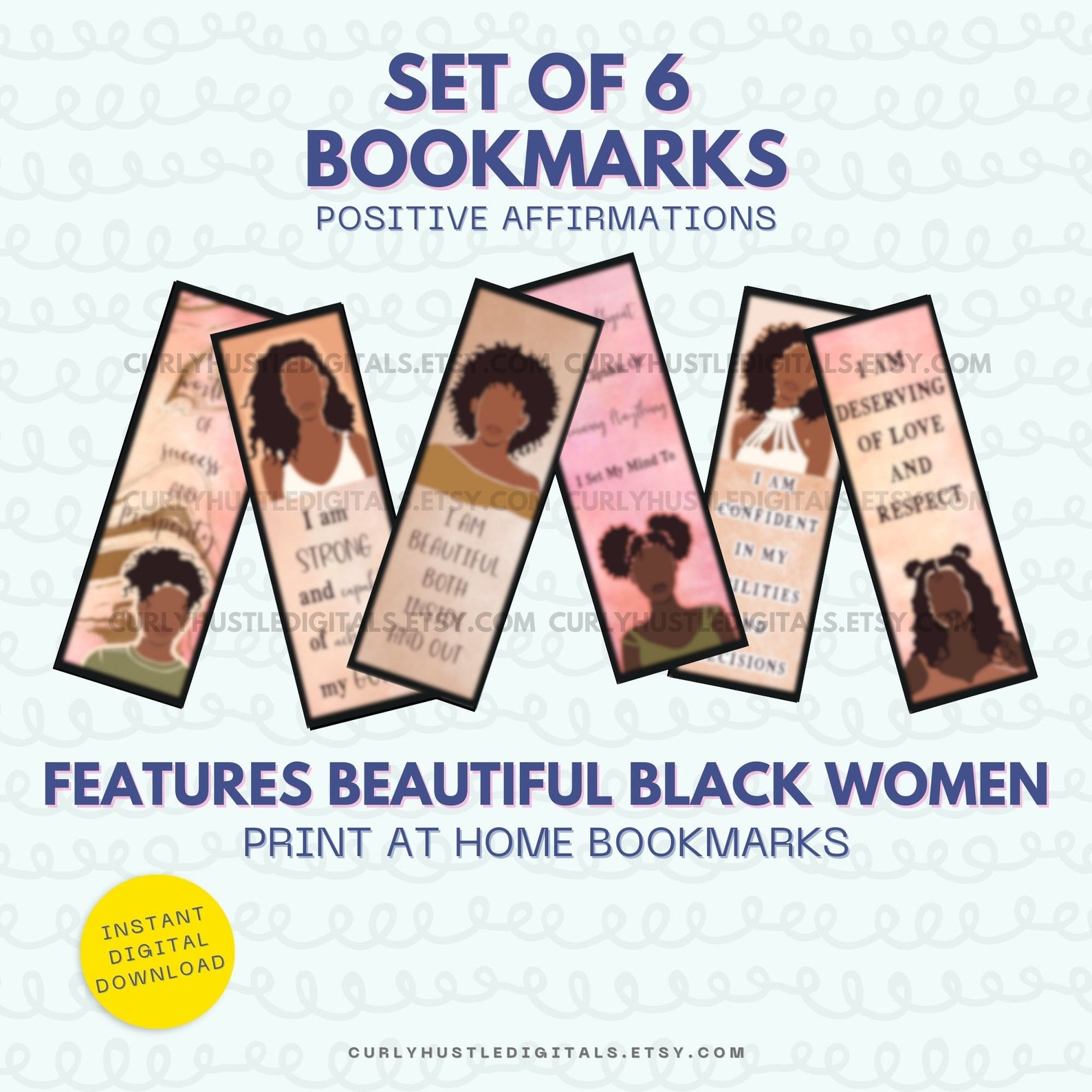 Printable Positive Affirmation Bookmarks Set of 6 African - Etsy