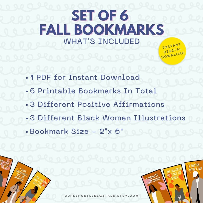 Printable Bookmarks With Positive Affirmations, Set of 6, African ...