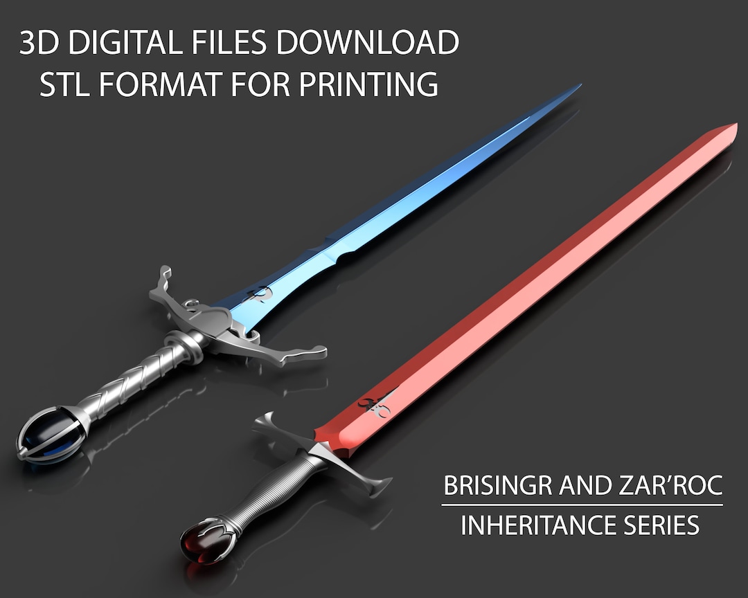 Brisingr and Zar'roc Swords - 3D Model Digital Download - Inheritance Eragon Ithring Murtagh - Etsy