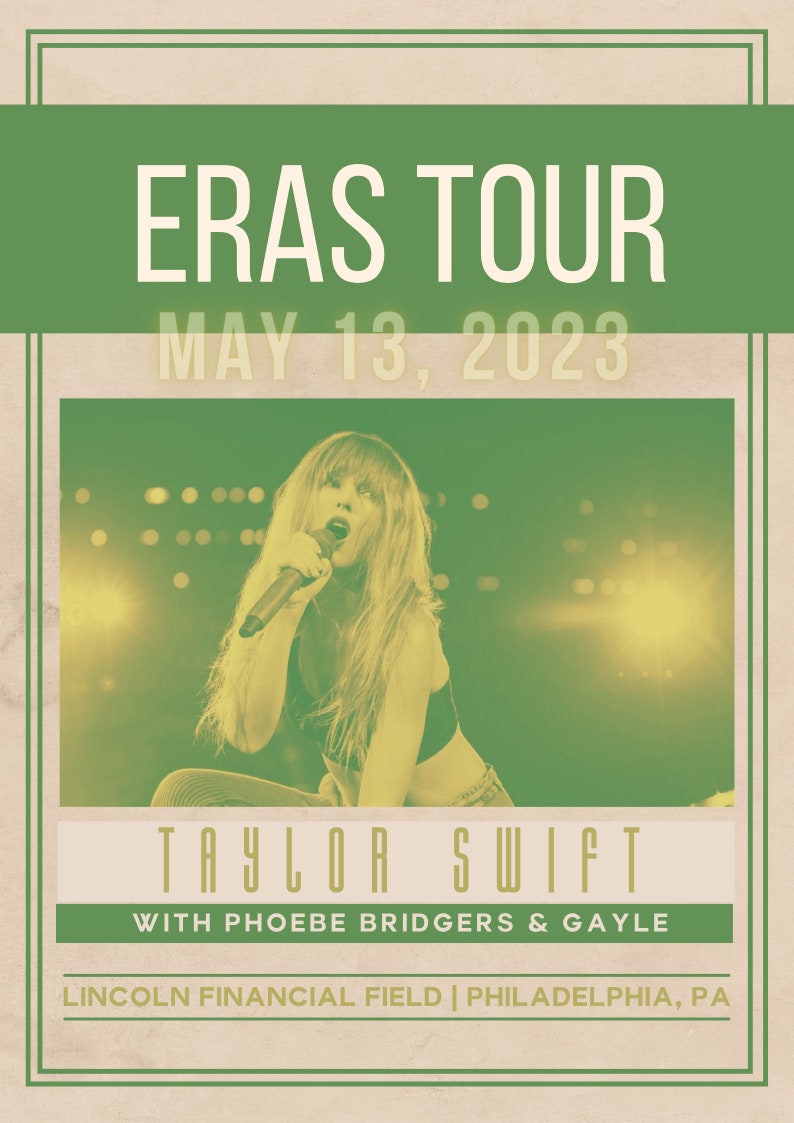 Taylor Swift Eras Tour Poster Philadelphia Pa May 13 Etsy