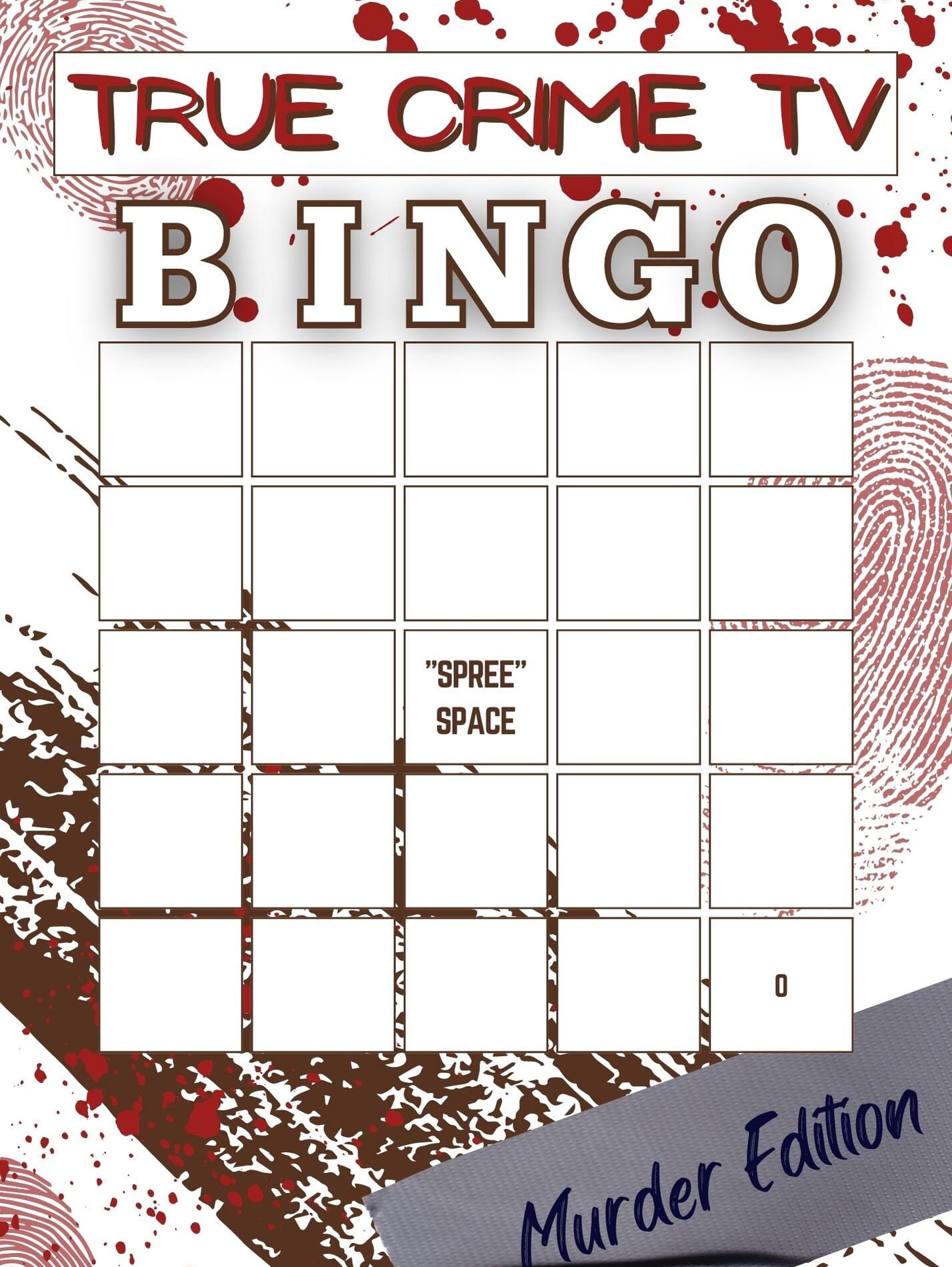 True Crime TV Bingo: Murder Edition Digital Download/pdf - Etsy