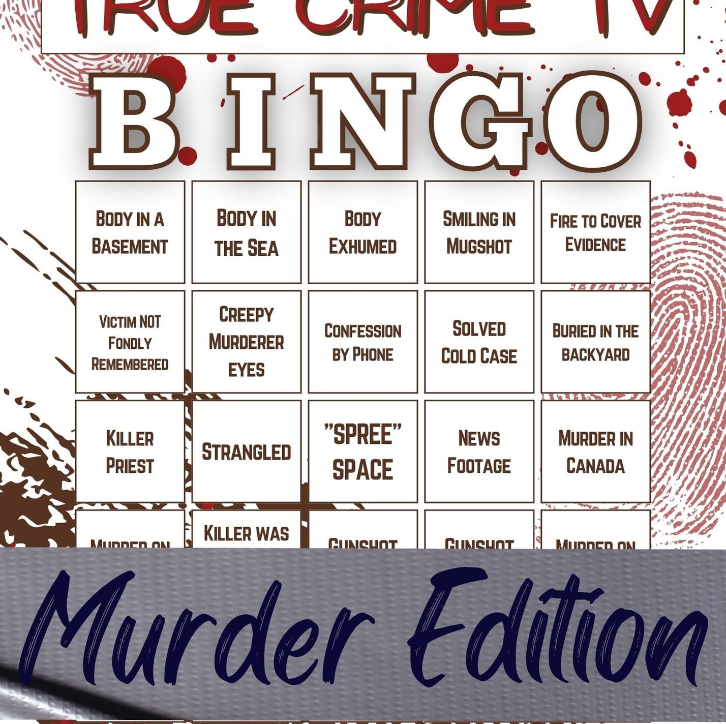 True Crime TV Bingo: Murder Edition Digital Download/pdf - Etsy