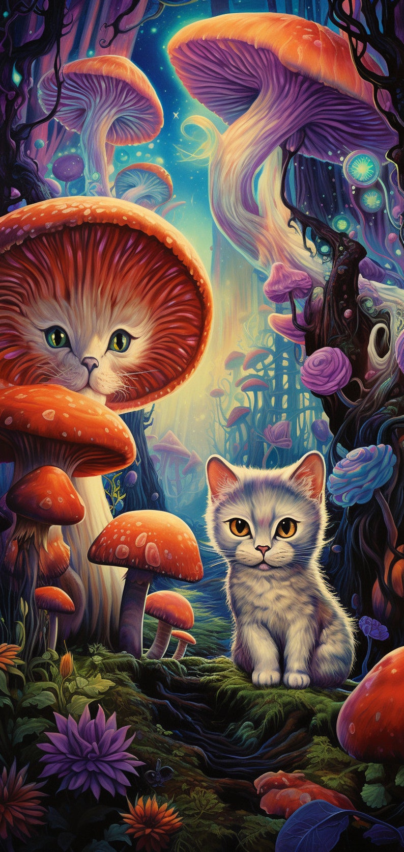 Psychedelic Cat Screensaver for Smartphones - Etsy