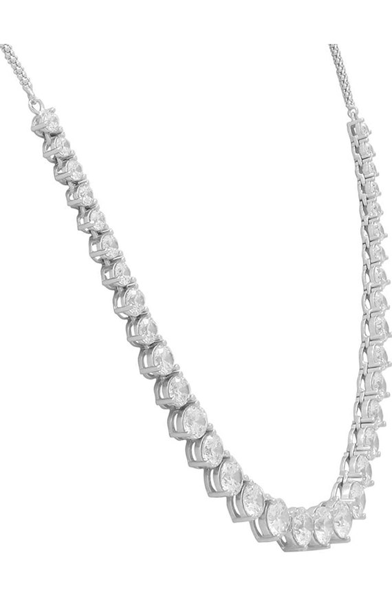 American Diamond Single Line Solitaire Necklace and Earrings - Etsy