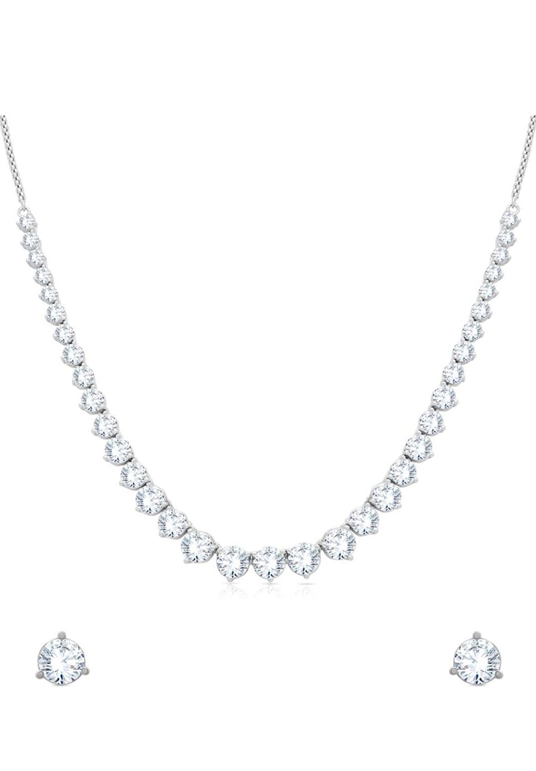 American Diamond Single Line Solitaire Necklace and Earrings - Etsy