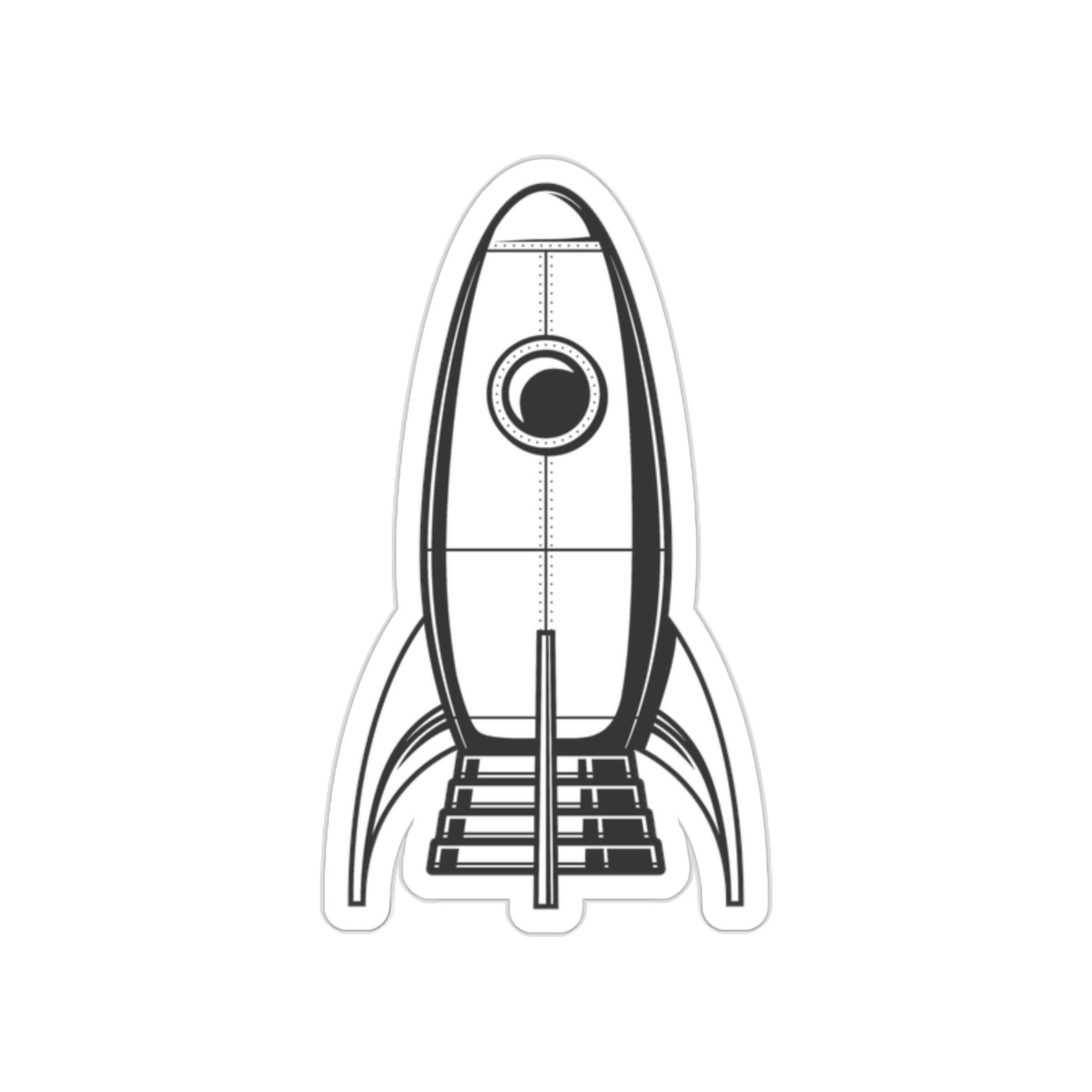 ROCKETSHIP Black and White Die-cut Stickers | Space Travel | Sci-fi ...