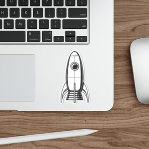 ROCKETSHIP Black and White Die-cut Stickers | Space Travel | Sci-fi ...