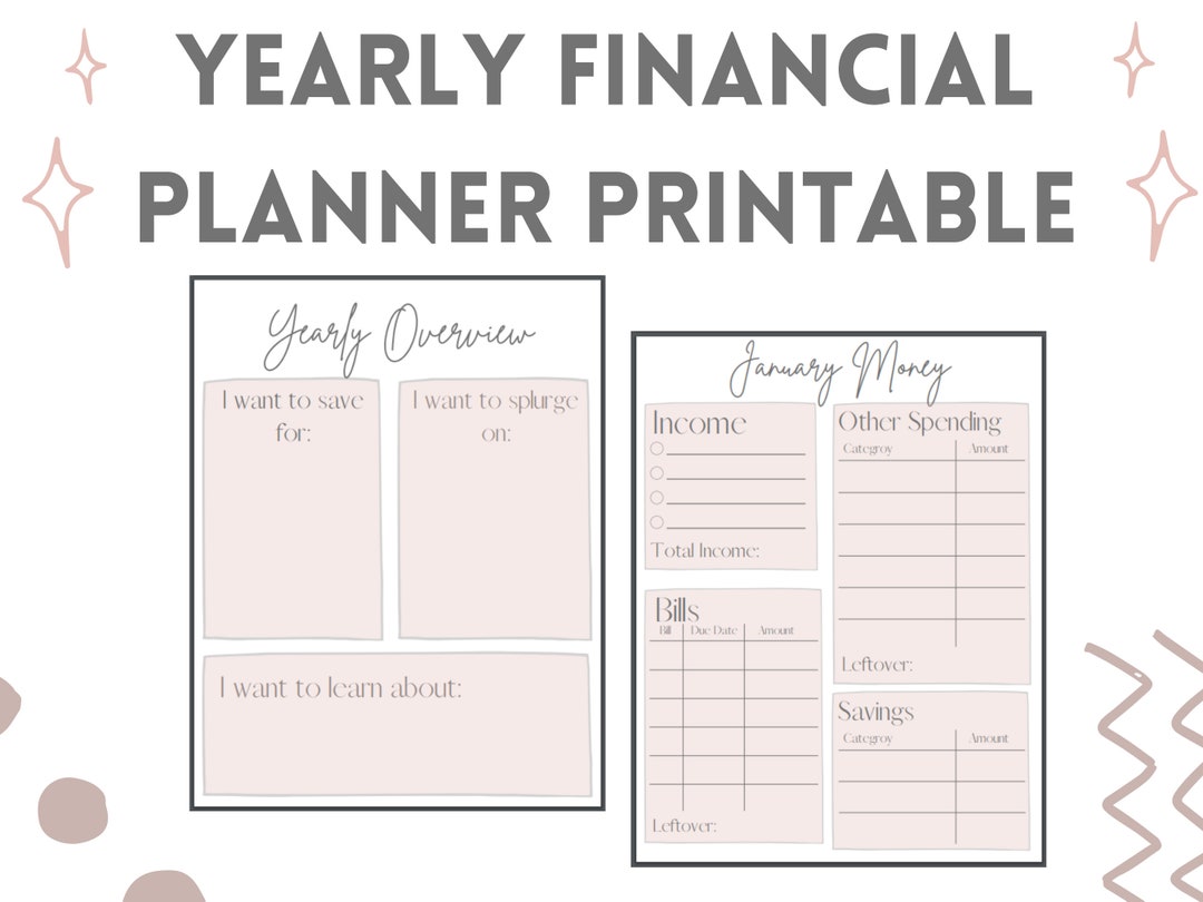 Yearly Financial Planner Printable - Etsy