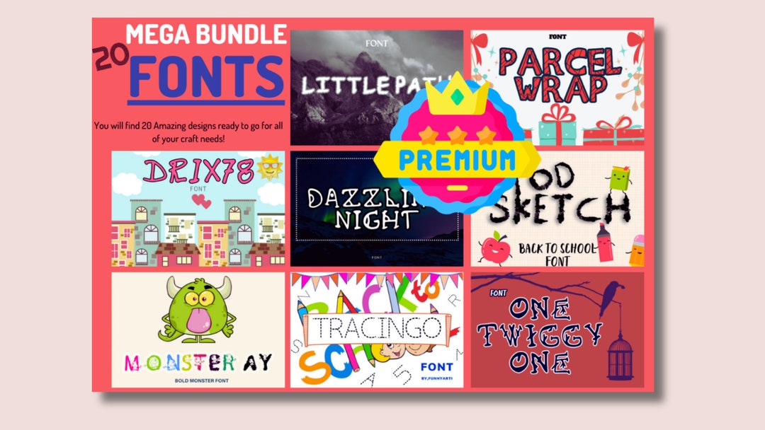 The Mega Font Bundle Vol-1, Cricut Font, Procreate Font, Script Font ...