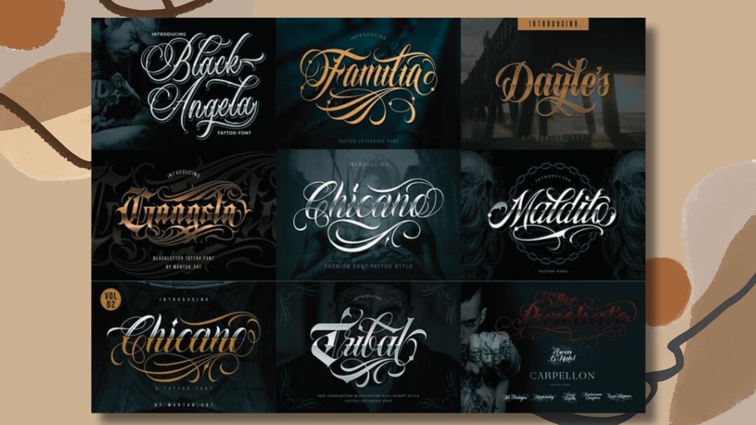 20 Premium Tattoo Fonts Bundle 5, Custom Tattoos Design, Logo Fonts ...