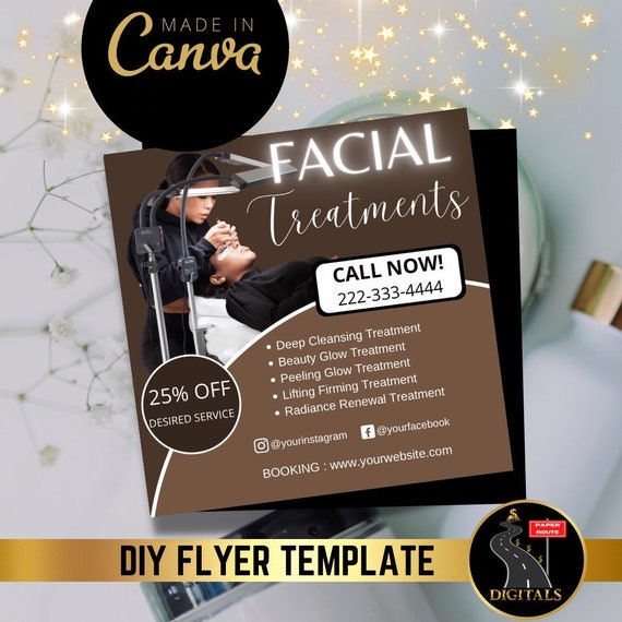 DIY Facial Treatment Flyer Beauty Services Social Media - Etsy