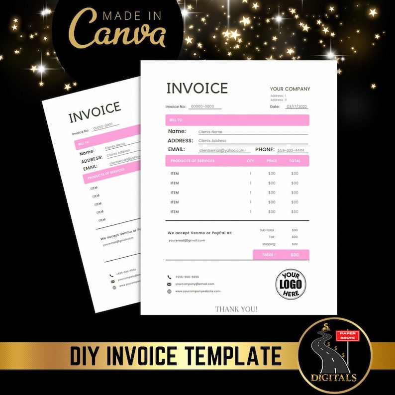 DIY Invoice Template Editable Invoice Template Canva | Etsy