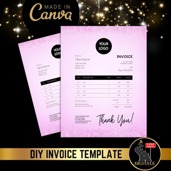 DIY Invoice Template Editable Invoice Template Canva | Etsy