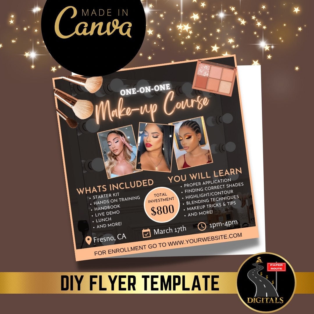 DIY Makeup Course Flyer Template, Makeup Class, Makeup Training, Social ...